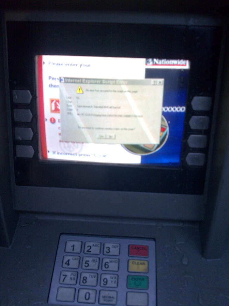 Internet Explorer Script Error, on a cash machine...! - JERVIS DOT WS
